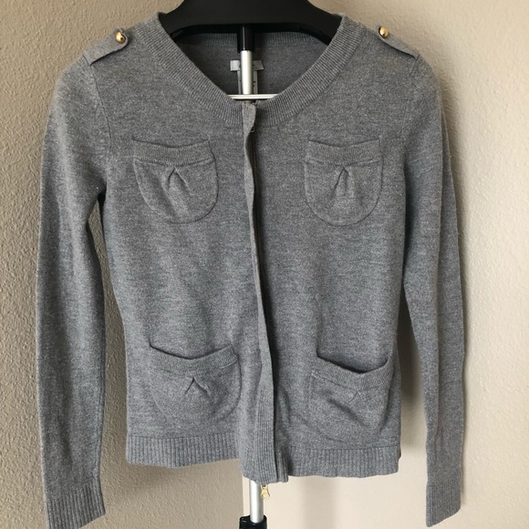 Cache | Sweaters | Cache Front Zip Pockets Sweater Shoulder Details ...